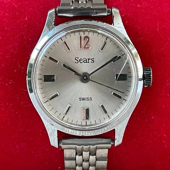 Sears | Accessories | Vintage Sears Swiss Women Watch Silver Tone Hand ...